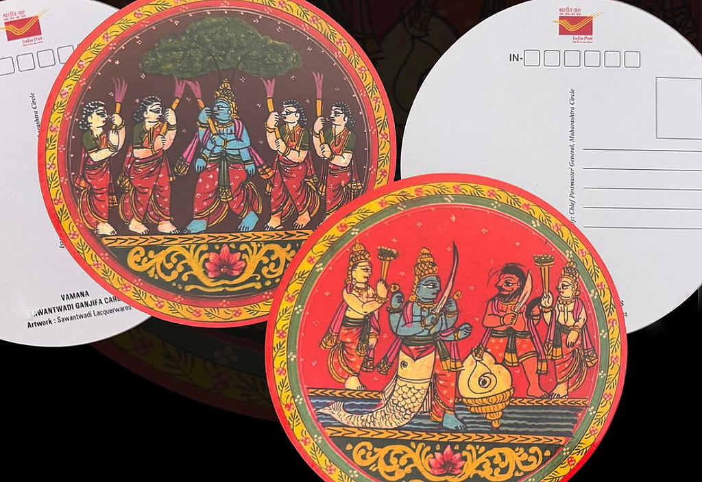 India Post's circular postcards inspired by Sawantwadi Ganjifa cards