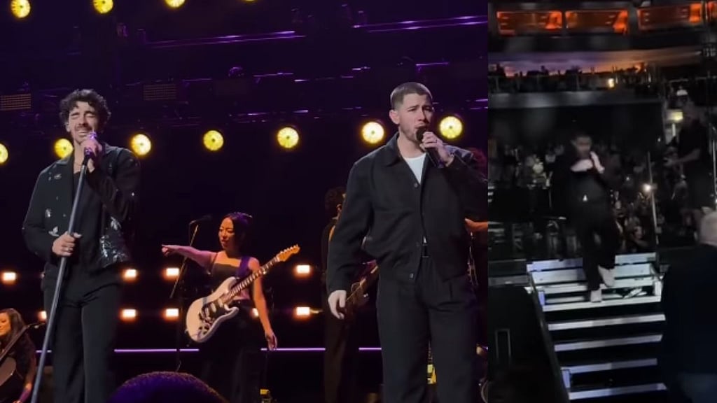 Jonas Brothers Prague concert interrupted as fan points laser at Nick ...