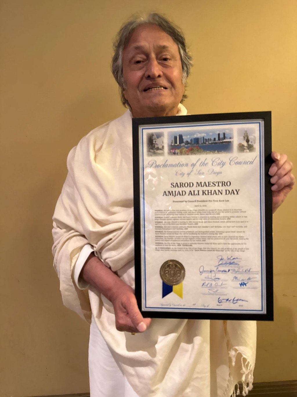 San Diego names April 13 As sarod maestro Amjad Ali Khan Day