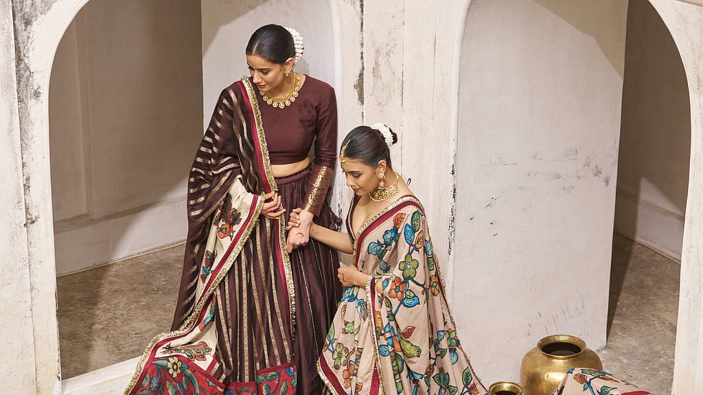 The Inara collection elevates the hand-painted legacy of Kalamkari