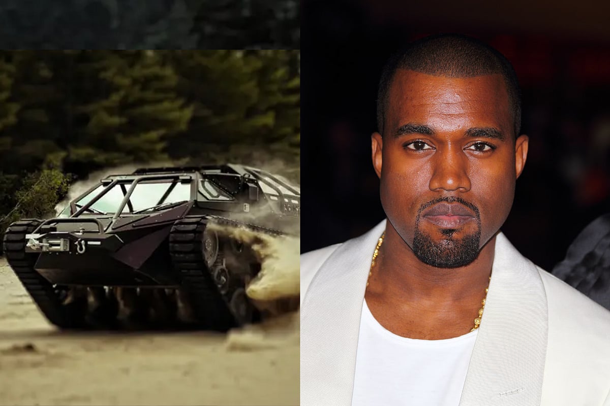 Kanye West drives a luxury tank fit for the battlefield